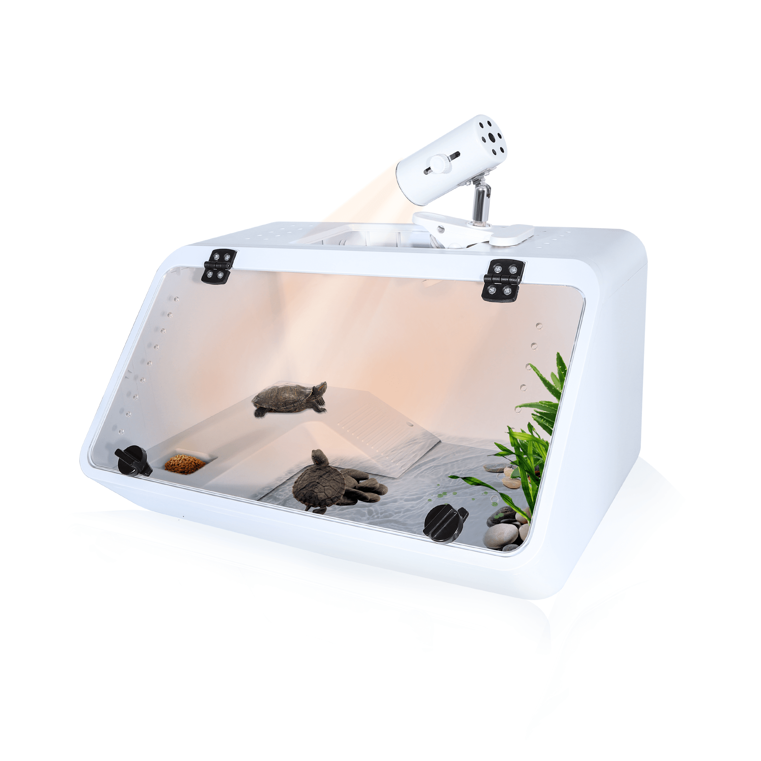 Buy ZXMT White Acrylic Turtle & Aquatic Reptile Tank with Heat Lamp ...