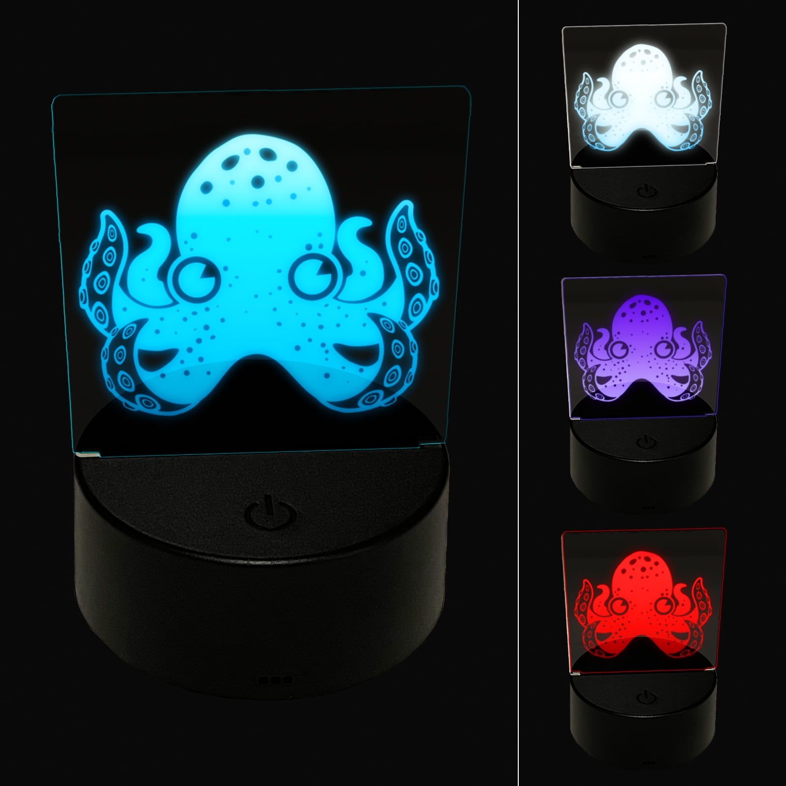 Adorable Octopus LED Night Light Sign 3D Illusion Desk Nightstand Lamp ...
