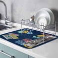 Cartoon Instruments on Navy Blue Dish Drying Mats for Kitchen Counter ...
