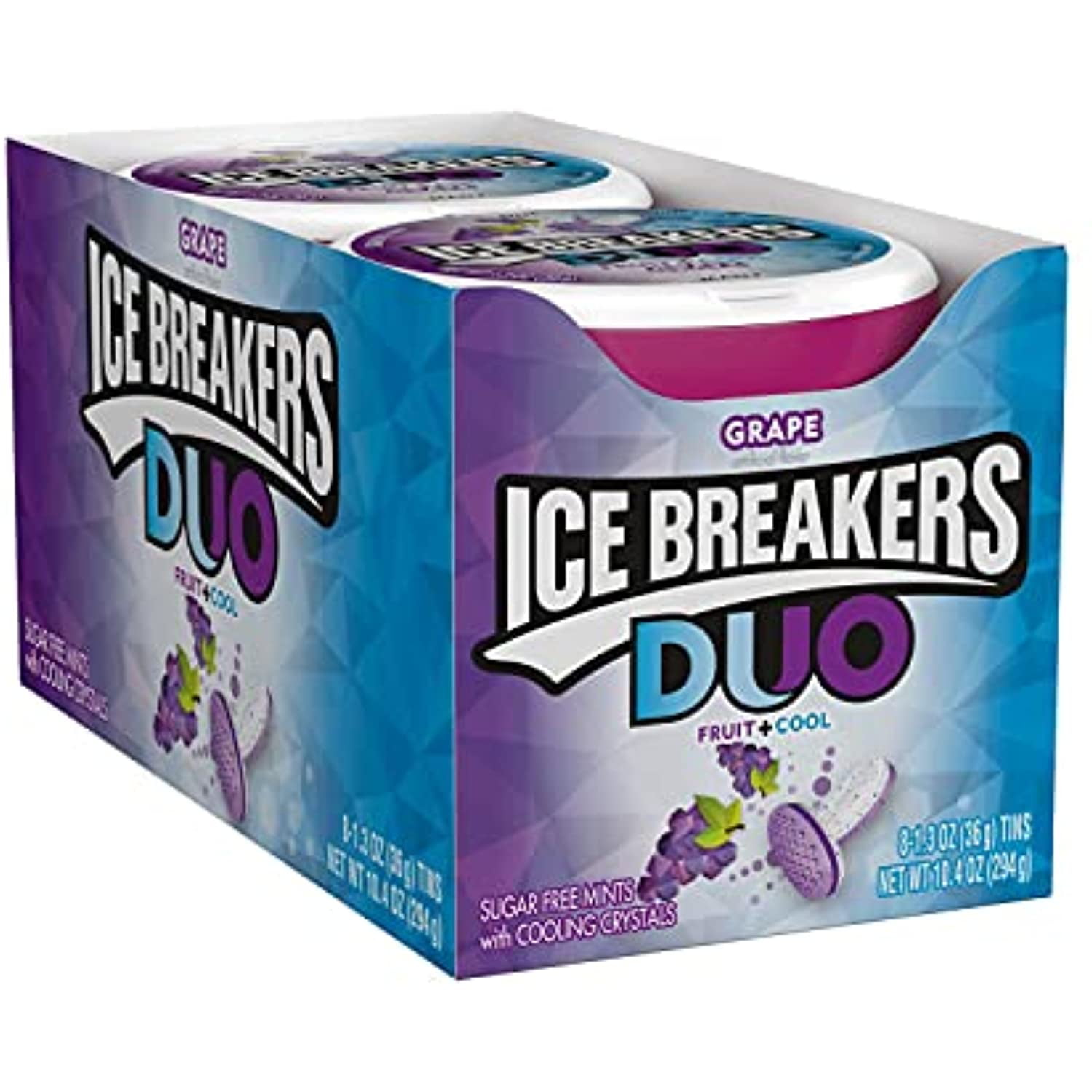 Ice Breakers Duo Grape Flavored Sugar Free Breath Mints, 1.3 Oz Tins (8 ...
