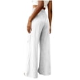 Asgosdo Pants for Women Drawstring High Waisted Straight Wide Leg ...