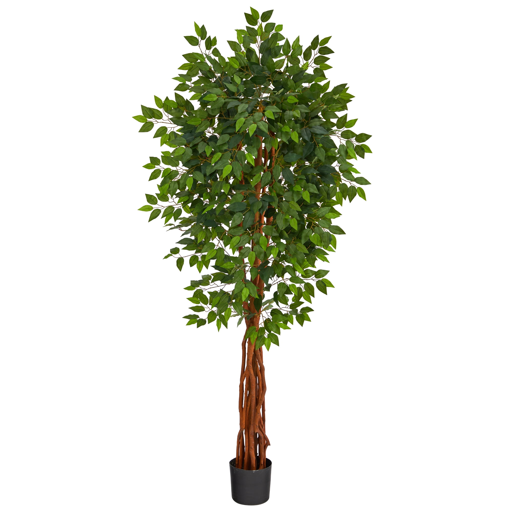 Nearly Natural 6.5' Super Deluxe Ficus Artificial Tree with Natural ...