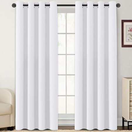 Merek Pure White Curtains 108 inch Length Window Treatment Panels for ...
