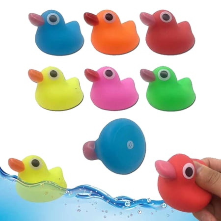 12PCS Bath Toy Set Cute Duck Shape Squirt Water Toy Tub Toy Squeaky Toy ...