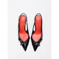 Black Patent Leather Slingback High Heels for Women, Pointed Toe Double ...