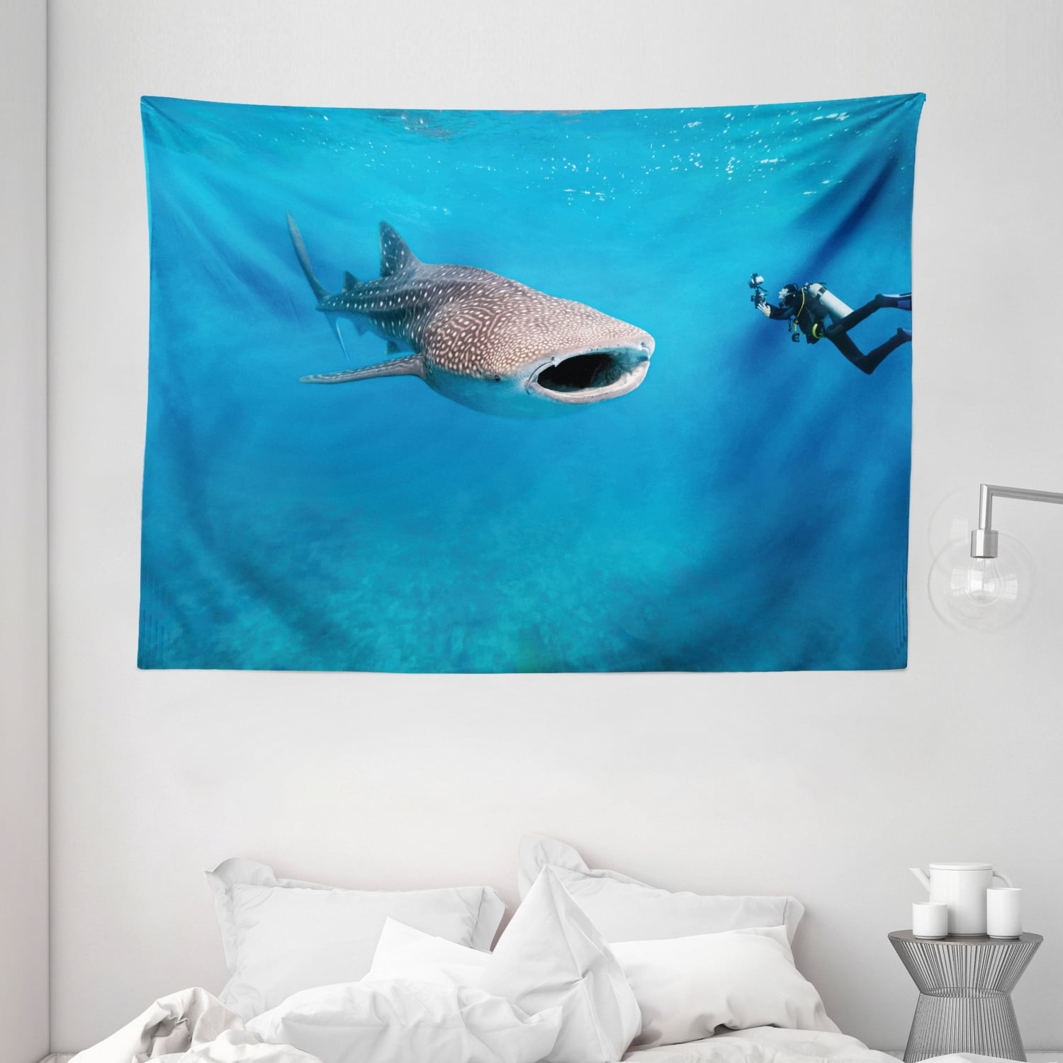 Shark Tapestry, Giant Whale Shark and Underwater Photographer in ...