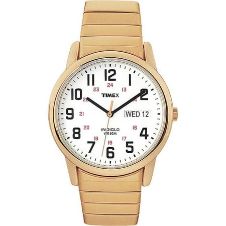 Timex Mens Easy Reader Gold Tone Extra Long Stainless Steel Expansion ...