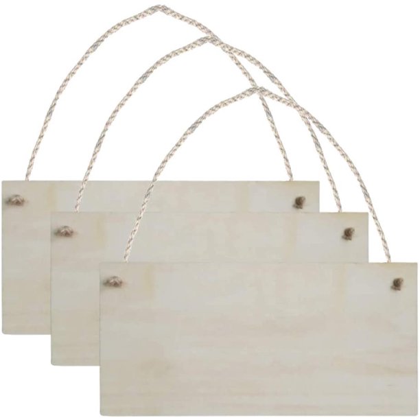 3pcs Unfinished Wood Sign Blank Rectangle Hanging Wooden Plaque DIY ...