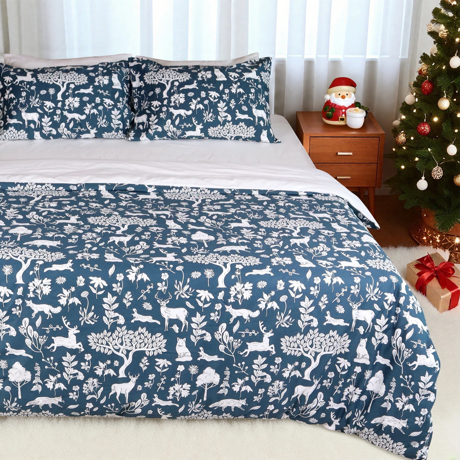 Gogreen 100% Cotton Christmas Duvet Cover Set - 3 Piece Soft Breathable ...