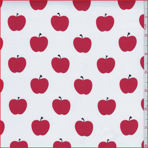 White Apple Print Stretch Sateen, Fabric Sold By the Yard - Walmart.com ...