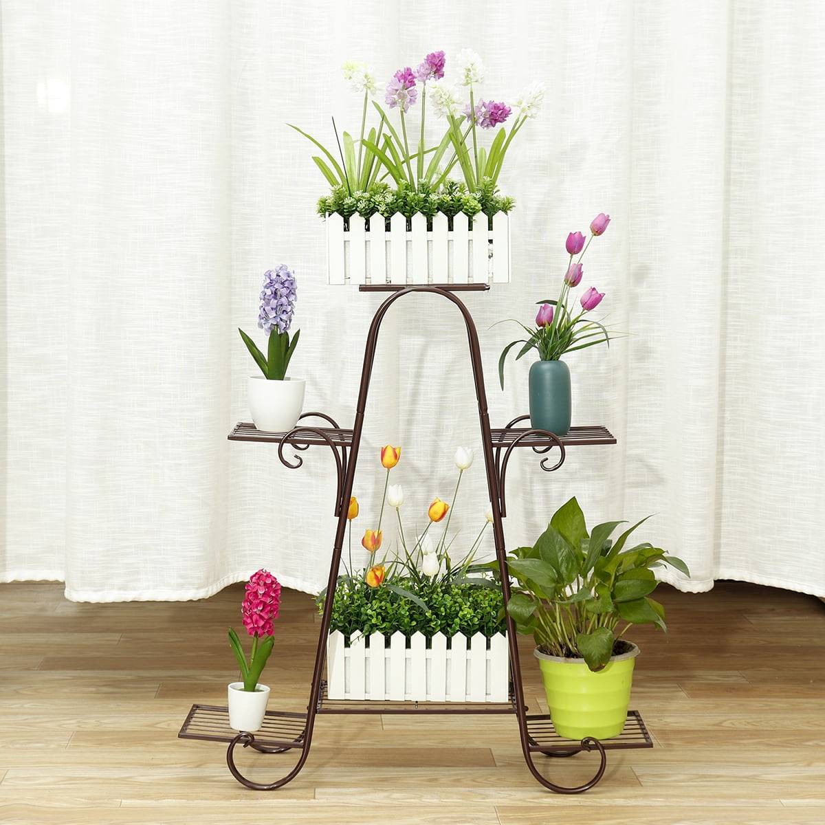 4 Tier/6 Tier Stainless Steel Plant Stand Flower Planter Garden Display ...