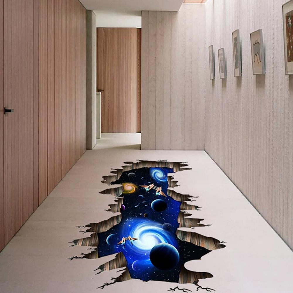 3D Interstellar Space Floor Stickers, Suspension Bridge Wall Decals ...