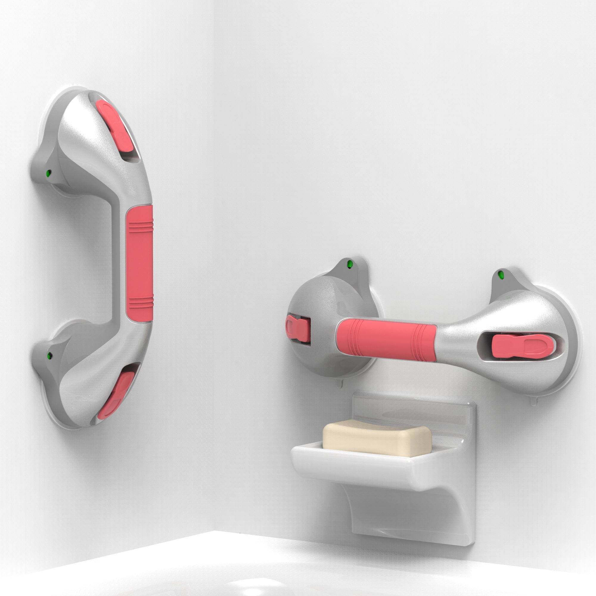 SAFETY+BEAUTY 2-Pack 12in Suction Bath Grab Bar with Indicators ...