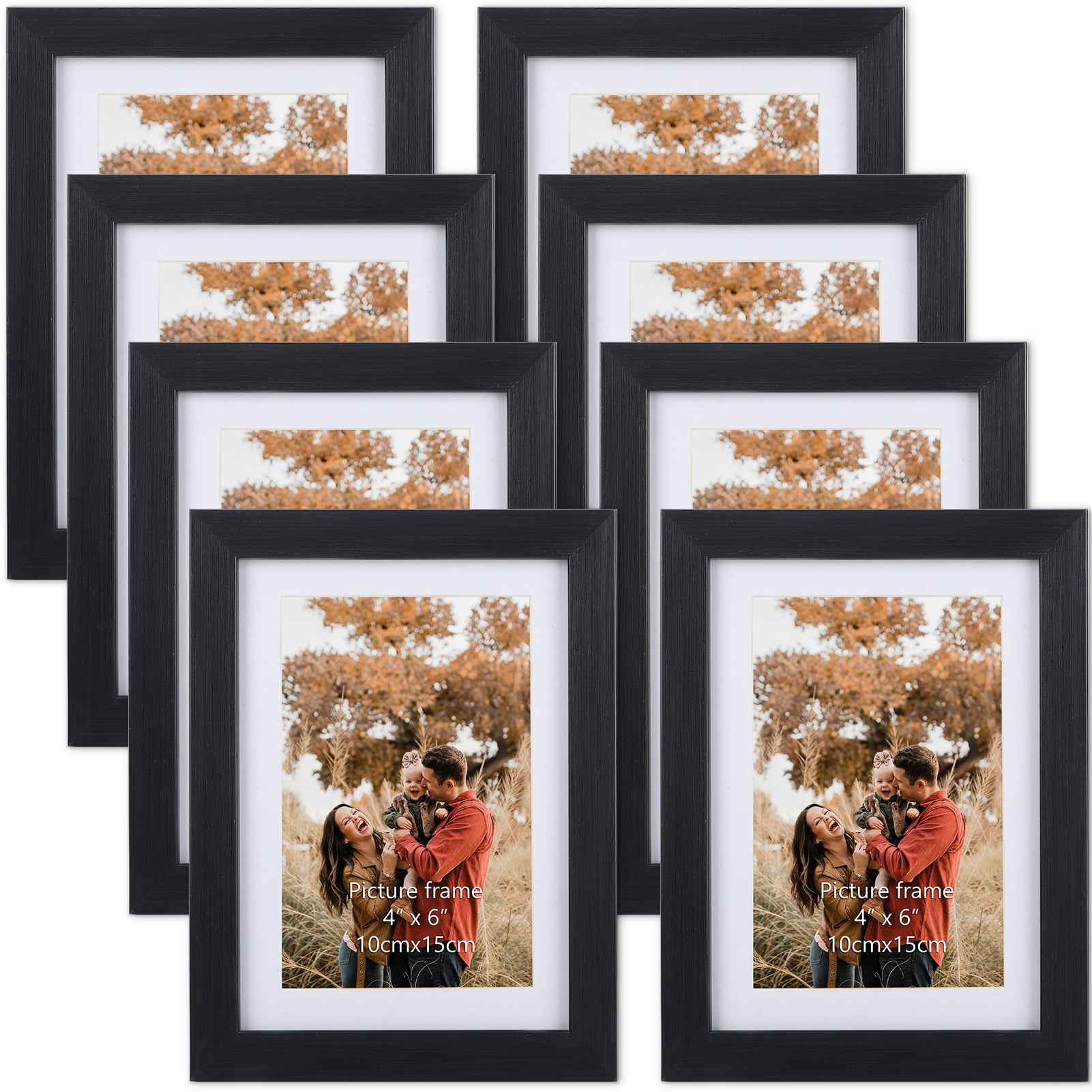 Set of 8 Black Picture Frames for 4x6 or 5x7 Photos, Wall Mount and ...