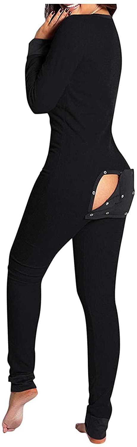 Sexy Pyjama Women Jumpsuit Lady Pajama Suit With Back Butt Bum Open