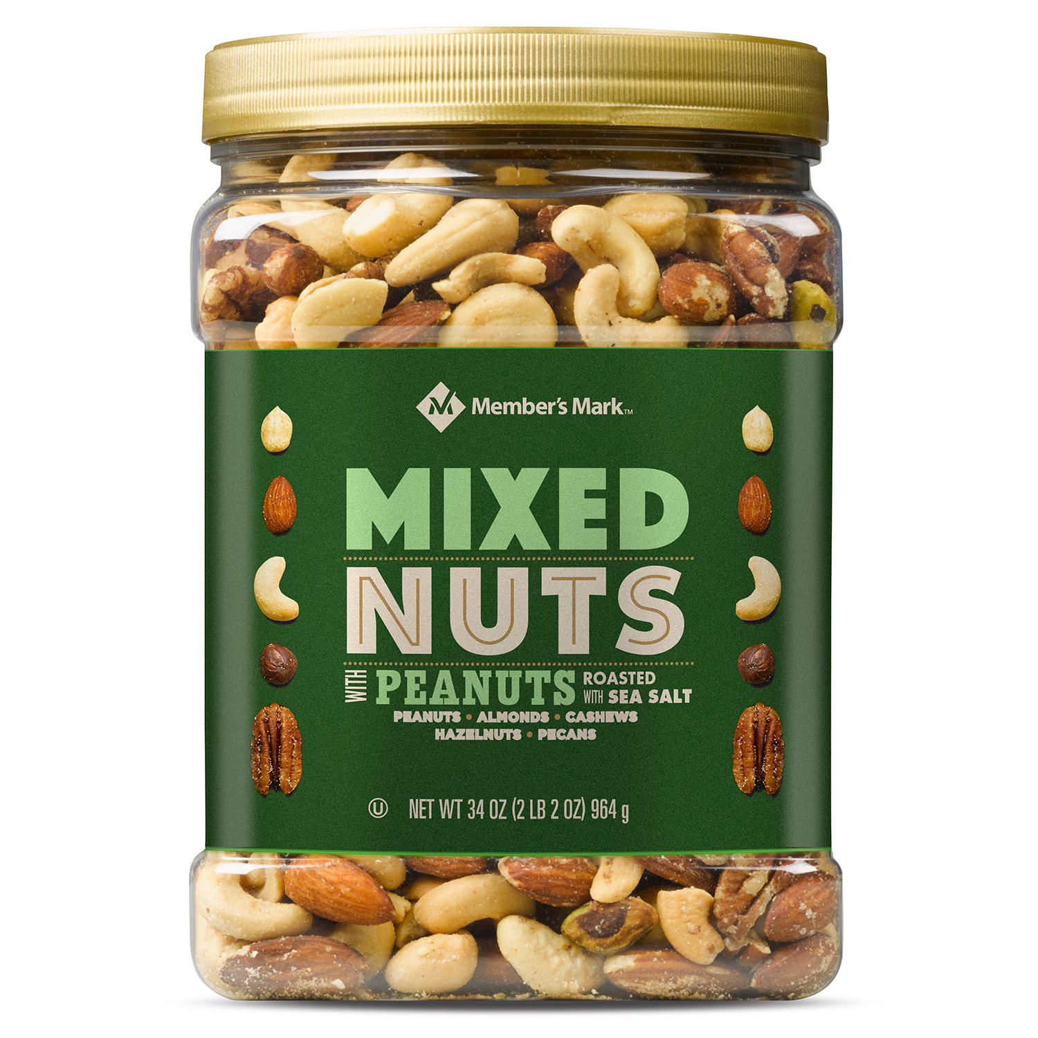 Member S Mark Roasted And Salted Mixed Nuts With Peanuts 34 Oz