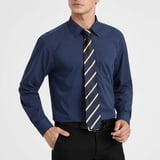 HISDERN Navy Blue Dress Shirts for Men Casual Button Down Long Sleeve ...