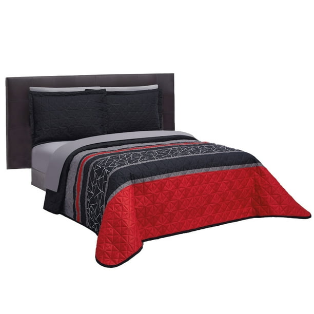 Edredón Ligero Con Sábanas King Size Rojo Dos Vistas Grafito | Walmart ...