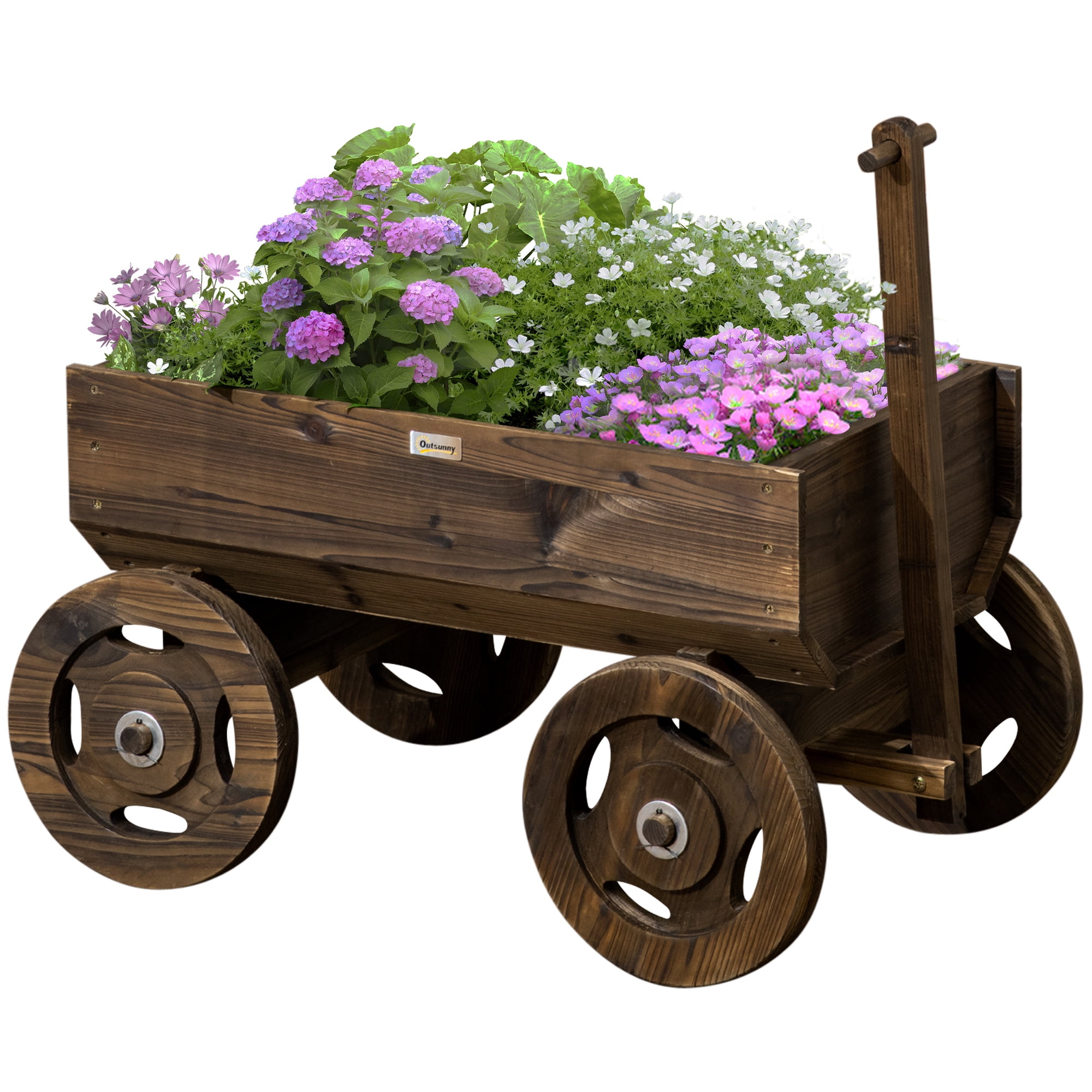 Click here for Outsunny Wooden Raised Garden Bed  Flower Cart W/... prices