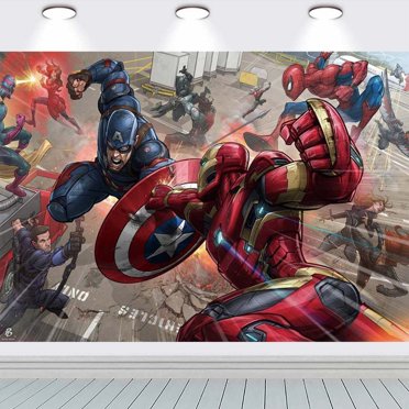 Superhero Avengers Backdrop Banner Party Supplies Poster Movie Theme ...