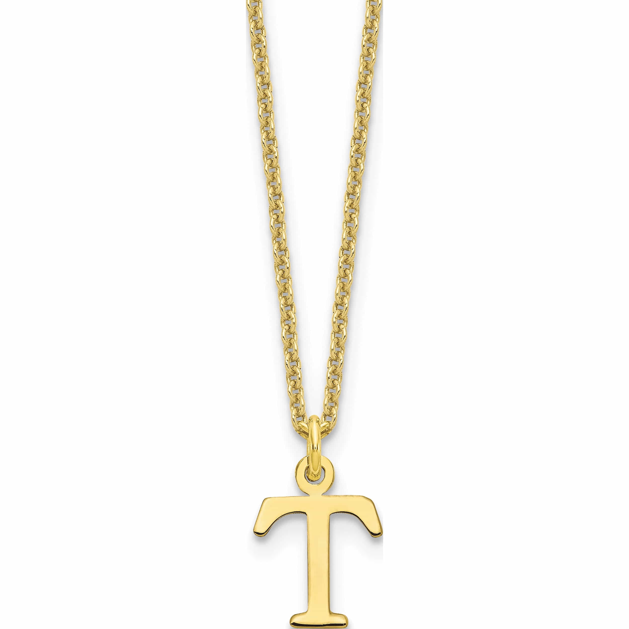 10K Yellow Gold 10Ky Cutout Letter T Initial Necklace Made In United ...
