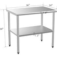 Zimtown Stainless Steel Table, 36 x 24 Inches Metal Prep & Work Table ...
