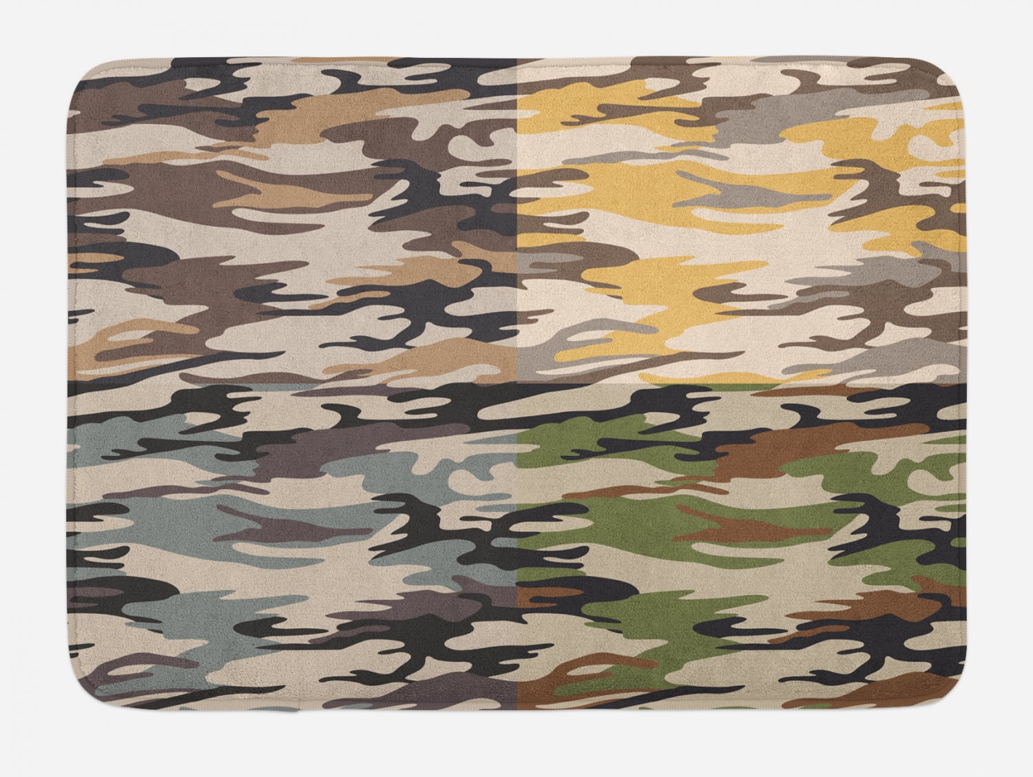 Camo Bath Mat, Camouflage Patterns in Four Different Colors Going ...