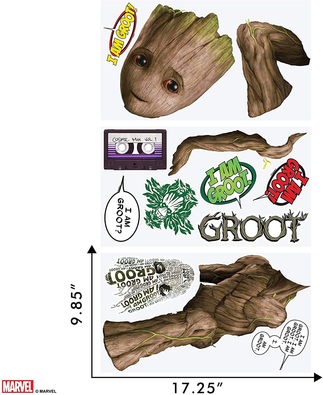 Buy Marvel Guardians of the Galaxy Groot Wall Decal - Groot Wall Decals ...