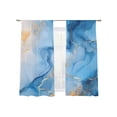 Blue Gradient Marble Gold Foil Chiffon Sheer Curtains 72 Inches Long ...