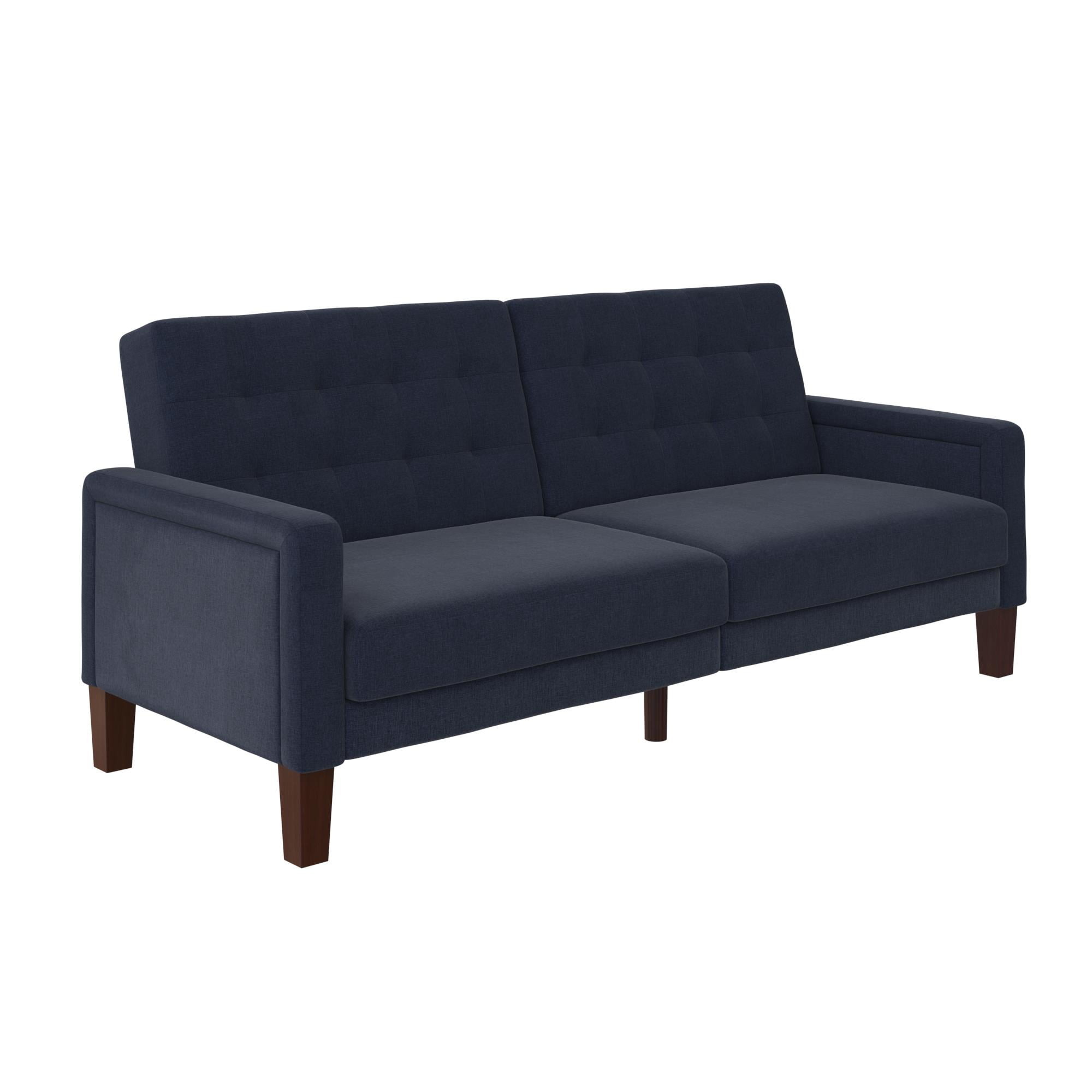 Better Homes Gardens Brandclub Better Homes Gardens Porter Fabric Tufted Futon Navy Linen