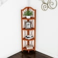Folding Corner Shelf- 4 Tier Wooden Bookcase- by Lavish Home - Walmart.com