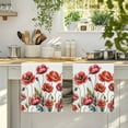 Dish Towels, Red Poppy FLoral Absorbent Kitchen Towels 2 PCS, Nature ...