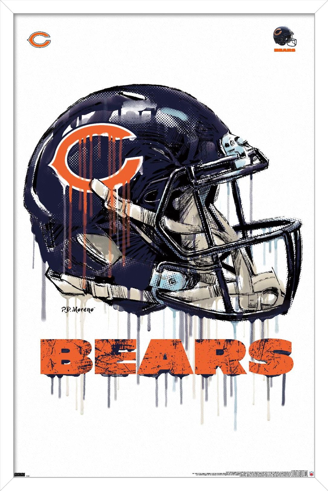 NFL Chicago Bears - Drip Helmet 20 Wall Poster, 22.375" x 34", Framed ...