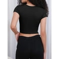 HOWCOME Womens Crop Tops Summer Casual Short Sleeve Round Neck Basic ...