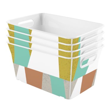 Mainstays Woven Plastic Storage Basket - White 16-Quart Wicker Design ...