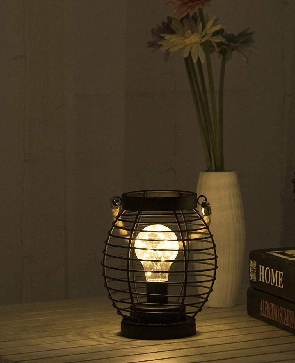 Black Metal Wire Table Lamp Modern Iron Basket Cage Style Night Light ...