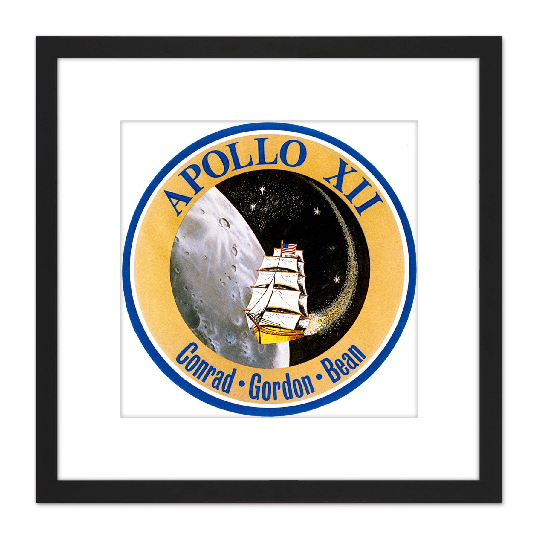Space NASA Apollo 12 Mission Emblem Badge Patch 8X8 Inch Square Wooden ...