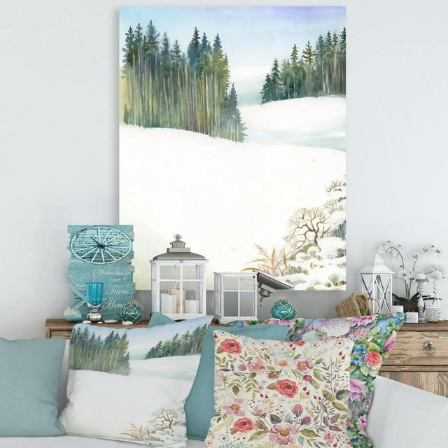 Designart Pine Forest In Snowy Winter Landscape Canvas Wall Art ...