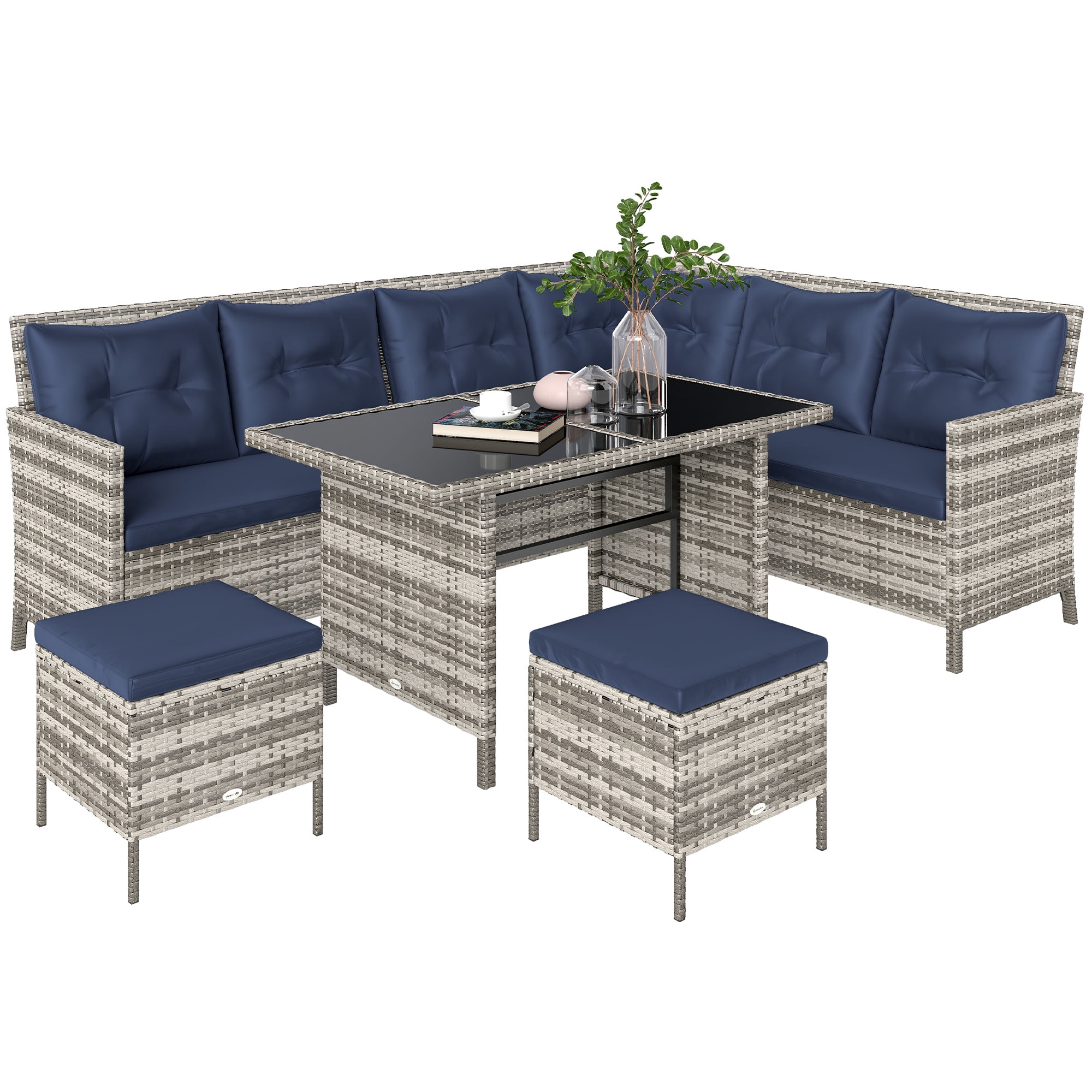 Click here for Outsunny 6 Pieces Patio Dining Set Wicker Outdoor... prices