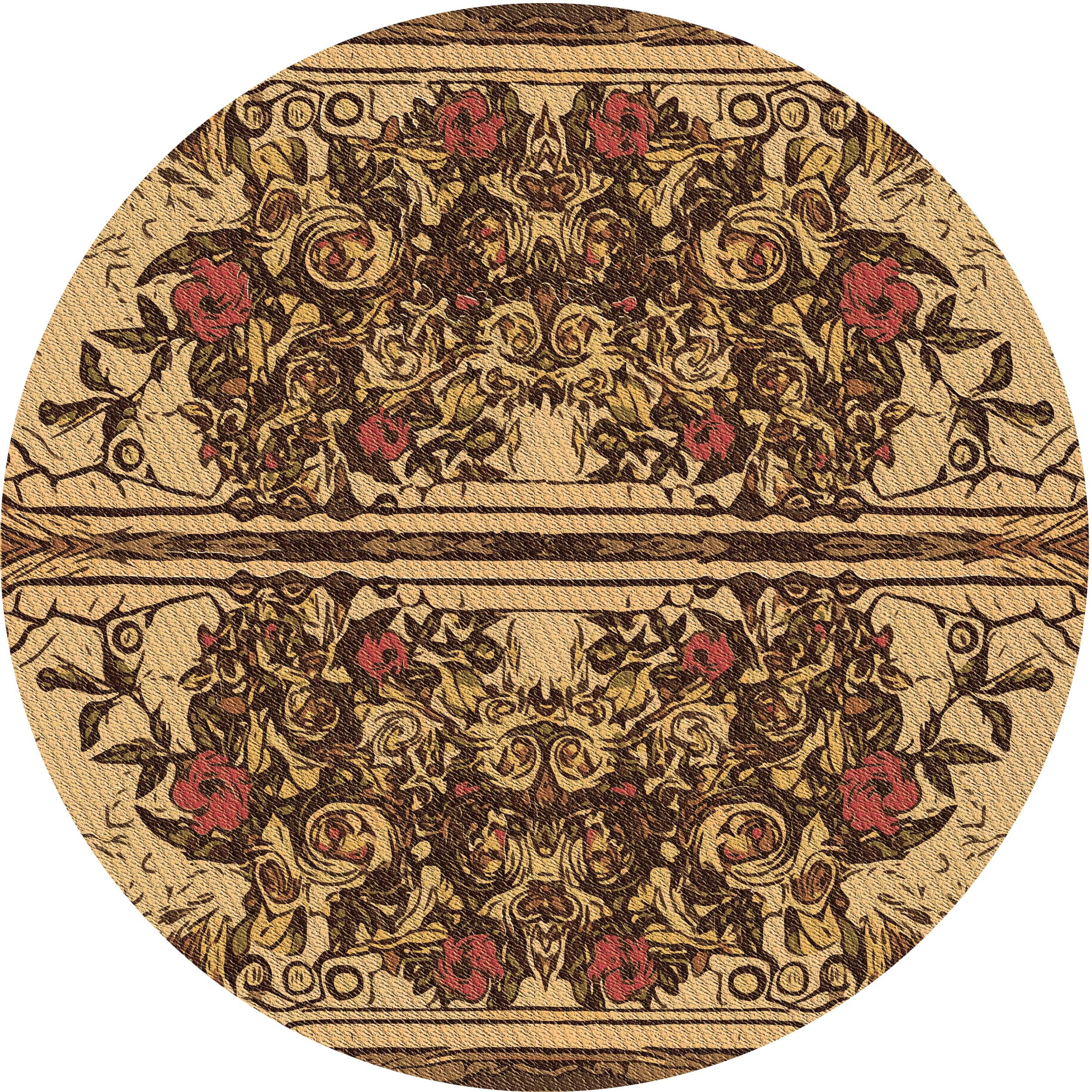 Ahgly Company Indoor Round Patterned Blood Red Brown Area Rugs, 7 ...