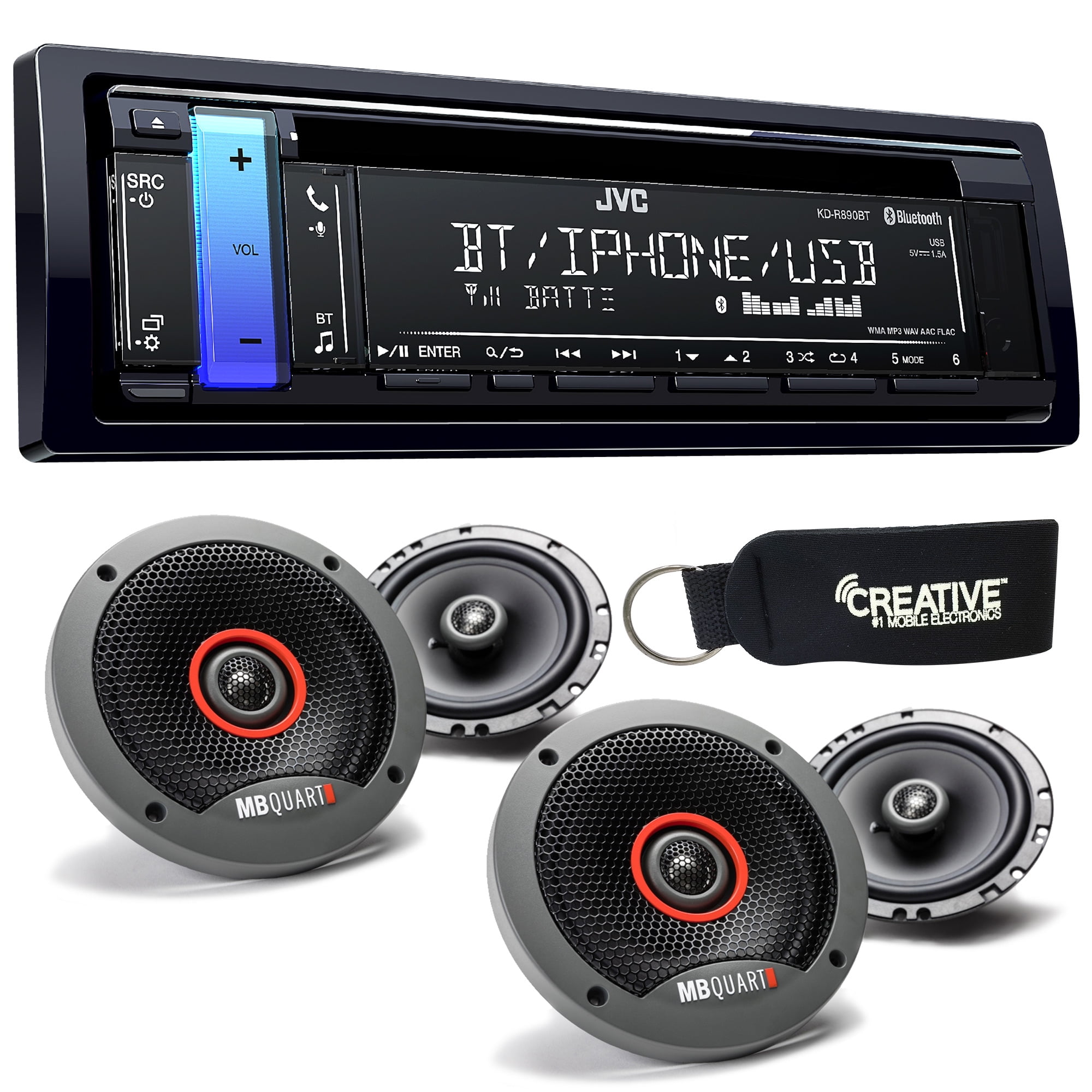 JVC KD-R890BT Bluetooth Cd Receiver With Two Pairs Of Mb Quart Formula ...