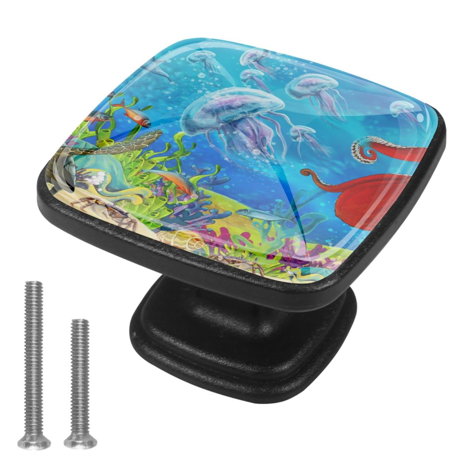 4 Pcs Cabinet Handle Drawer Pulls Octopus Knobs with Screws Square ...