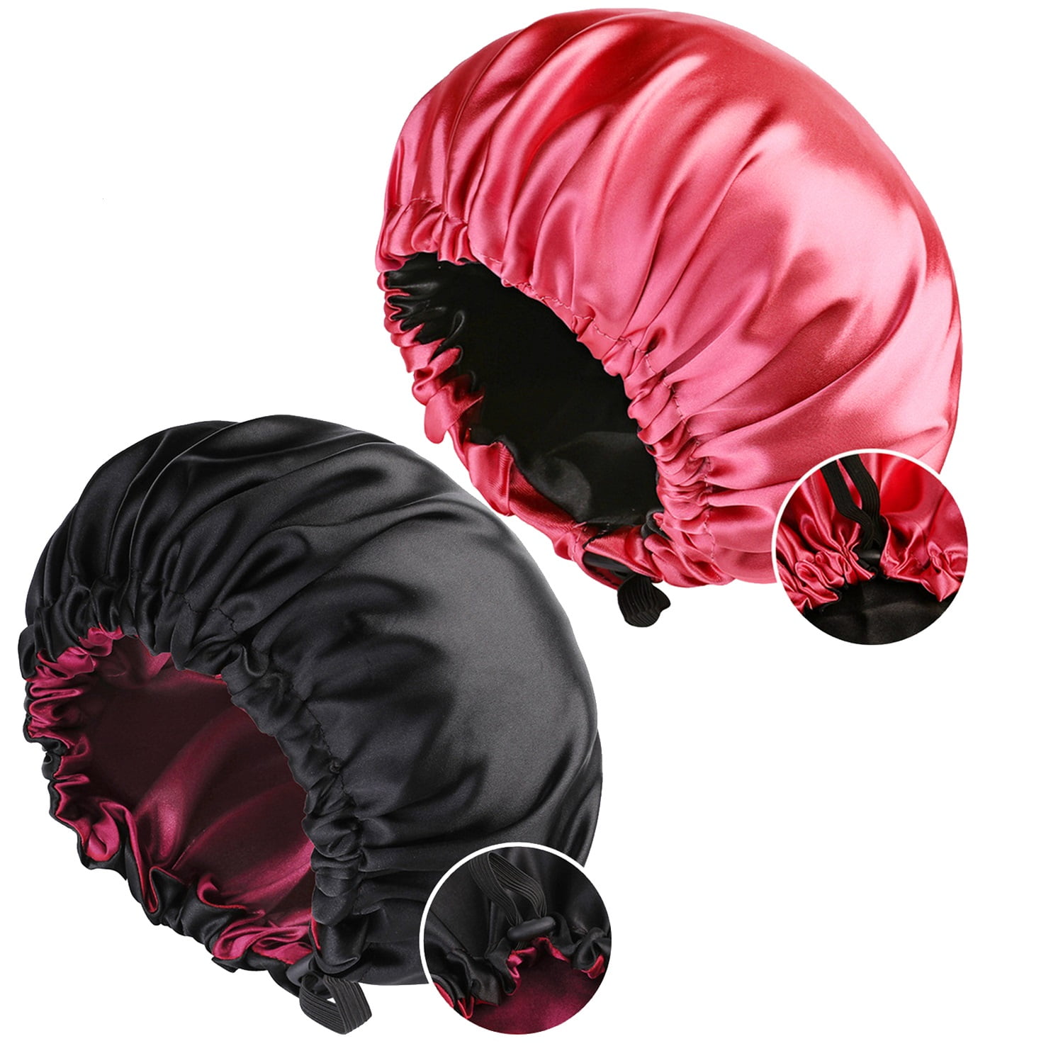 BOZVLOH Extra Large Reversible Satin Hair Bonnet, Adjustable Strap ...