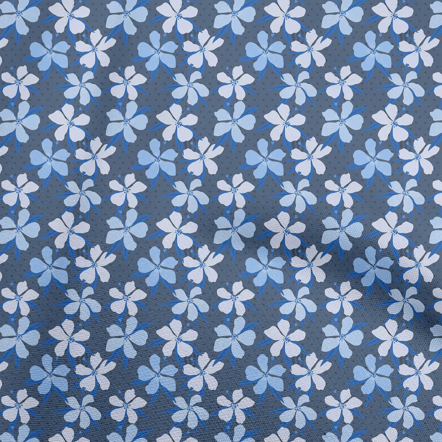 oneOone Cotton Flex Navy Blue Fabric Tropical Floral Sewing Material ...