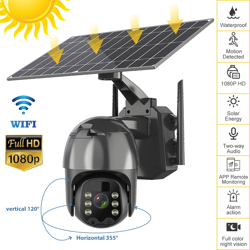 Zengest Solar Security Cameras Wireless Outdoor,1080P WiFi Solar ...