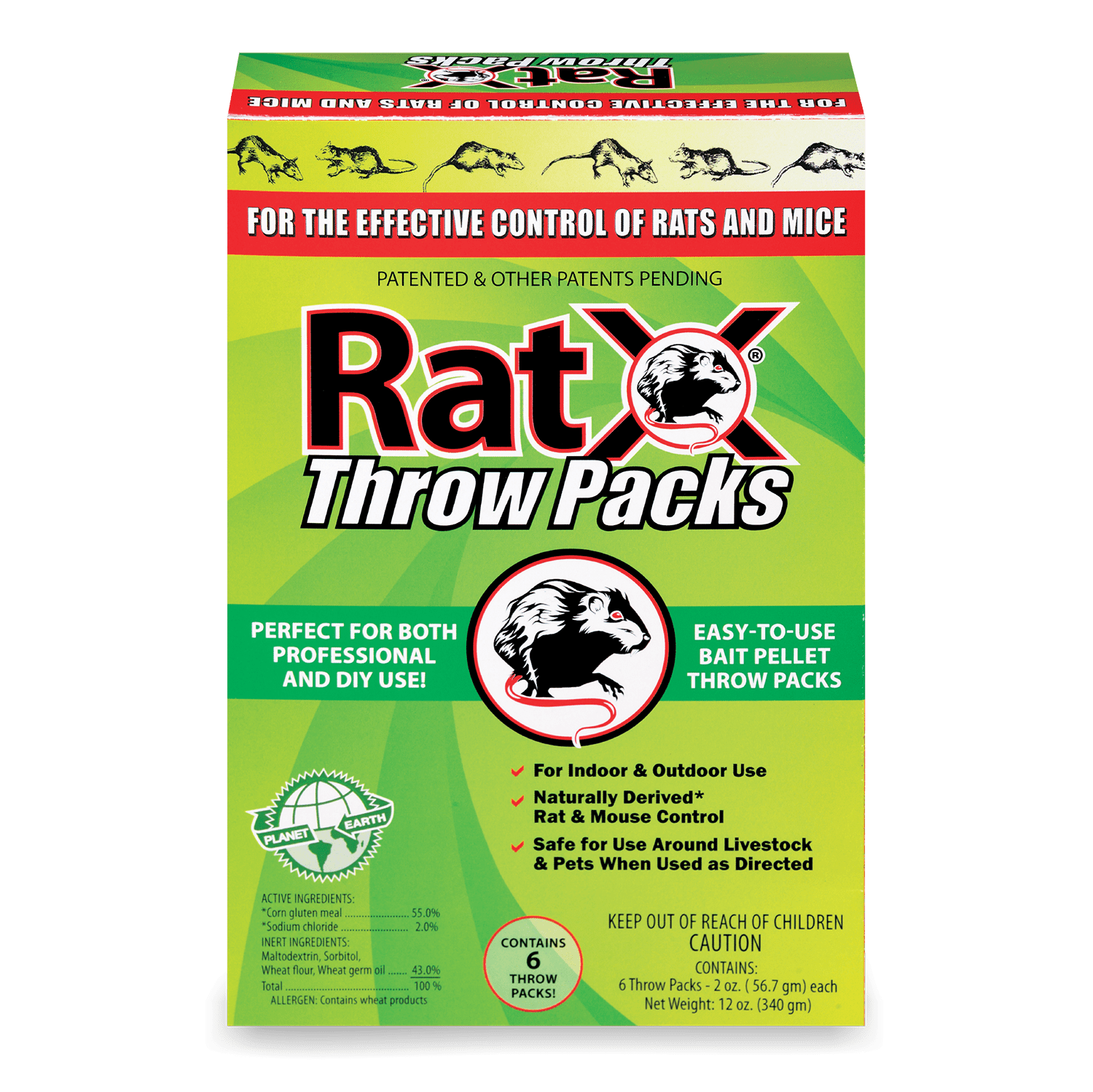 RatX Throw Packs Bait Pellets for Rats and Mice, Pack of 6-12oz ...