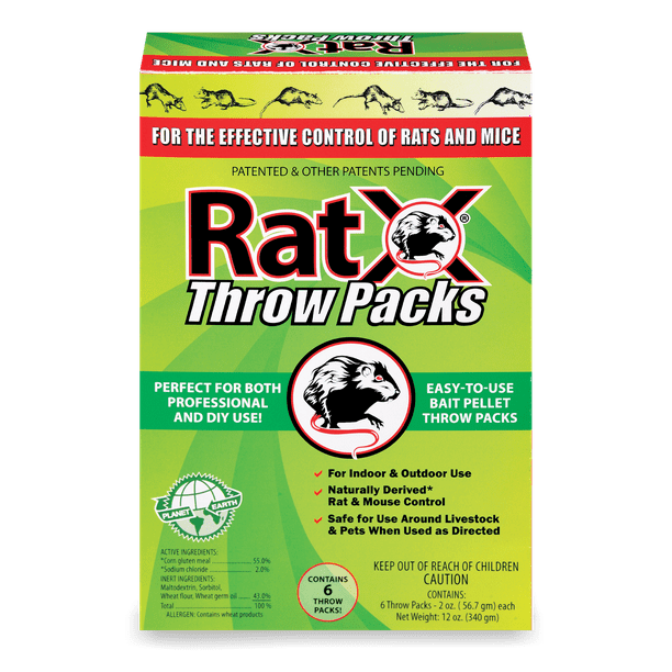 RatX Throw Packs Bait Pellets for Rats and Mice, Pack of 6-12oz ...
