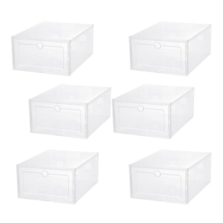 6Pcs Container Shoebox with Lids Universal Stable Transparent Shoe ...