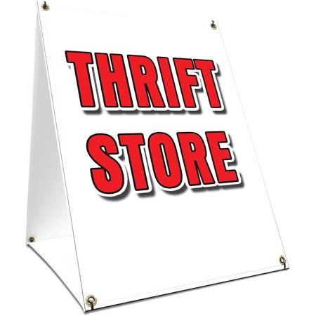 A-Frame Sidewalk Thrift Store Sign with Graphics On Each Side | 24" X ...