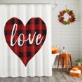 Bathroom Shower Curtain Romantic Love on Black Red Buffalo Plaid ...